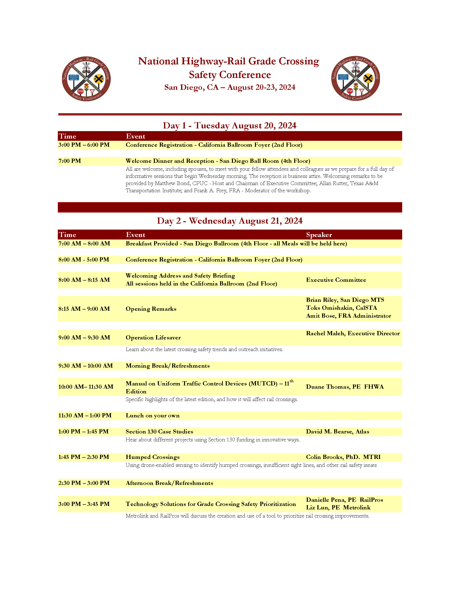 2024 Tentative Schedule – Eastern Crossing Seminar